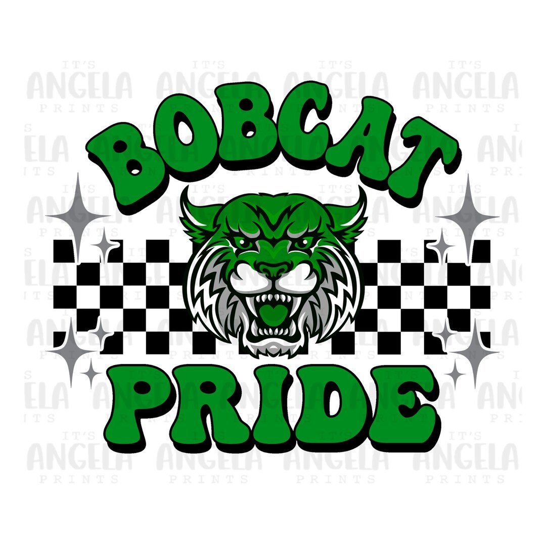 PNG Bobcat Pride Green Groovy Checkered School Team Spirit Mascot ...