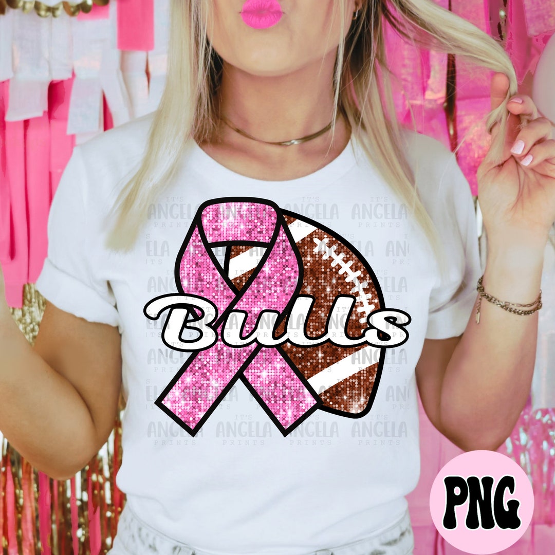 PNG Bulls Faux Bling Glitter Pink Out Breast Cancer Awareness Ribbon ...