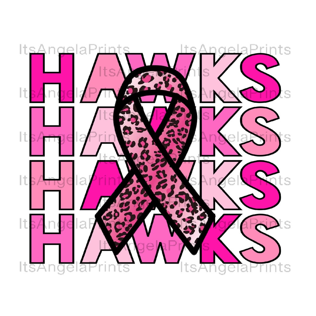 Hawks Stacked Breast Cancer Awareness Pink Leopard Ribbon PNG, Digital ...