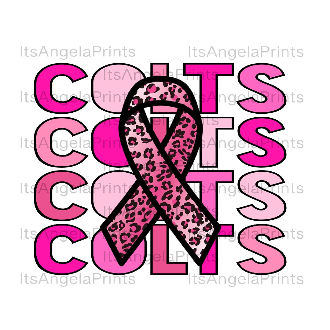 Colts Stacked Breast Cancer Awareness Pink Leopard Ribbon PNG, Digital ...