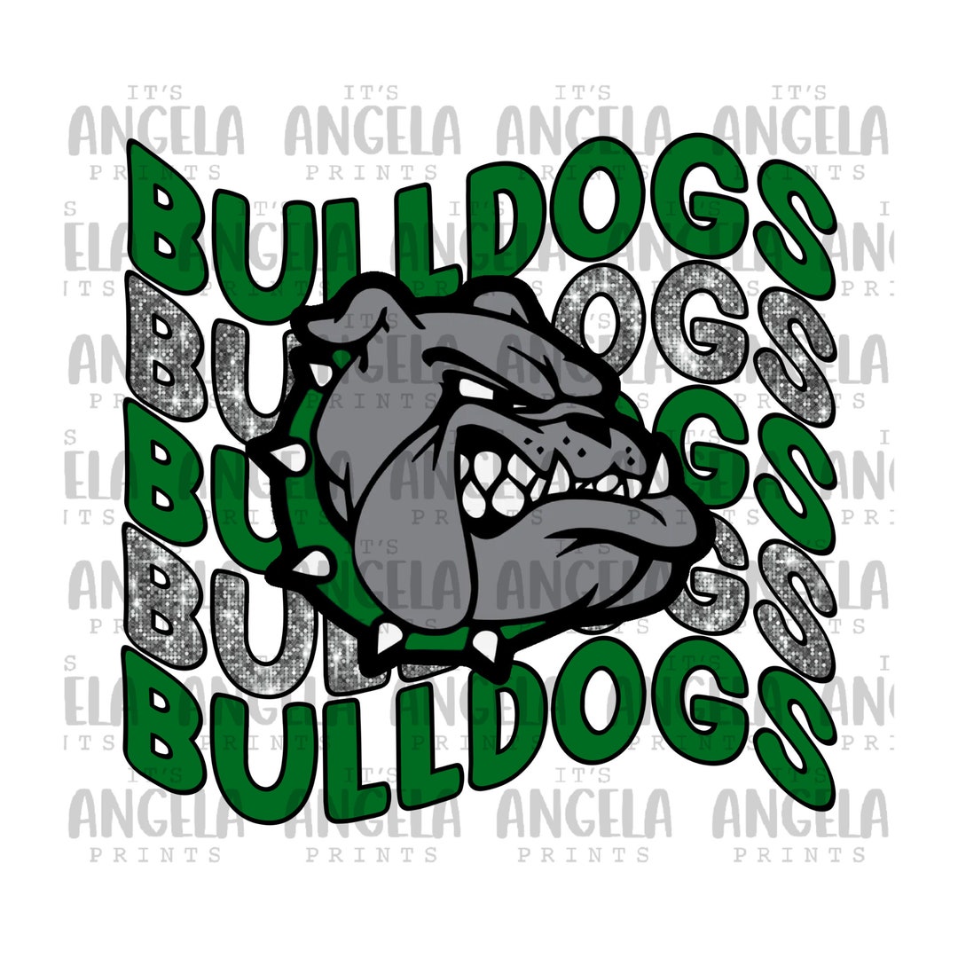 Bulldogs Green Retro Wavy Groovy School Spirit Mascot Team Mom Pride ...