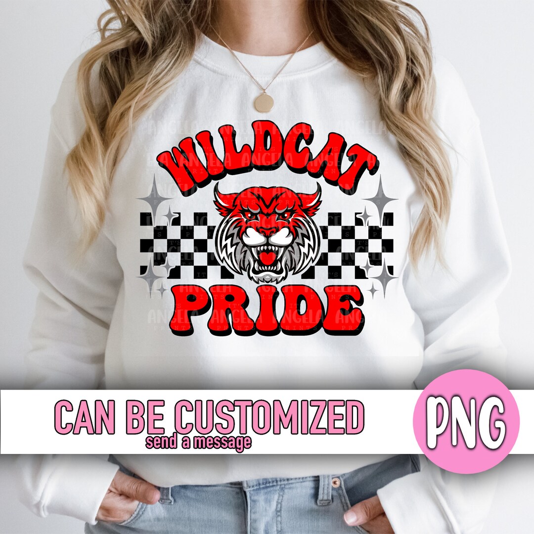 PNG Wildcat Pride Red Groovy Checkered School Team Spirit Mascot ...