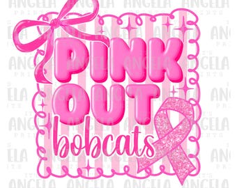 PNG Bobcats Pink Out Breast Cancer Awareness Faux Glitter Sequin Bling ...
