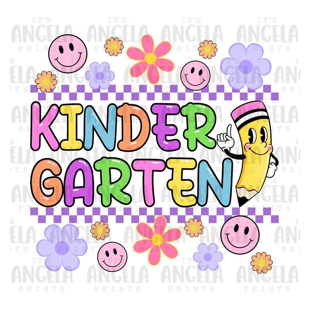 PNG Kindergarten Back to School Retro Checkered Smiley Preppy Groovy ...