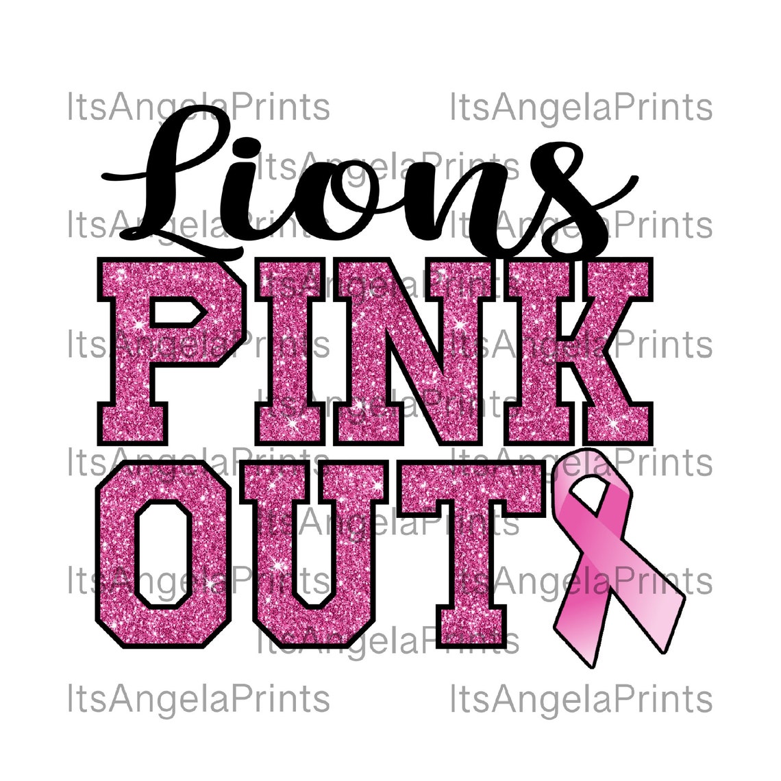Lions Pink Out Glitter Breast Cancer Awareness Football - Etsy
