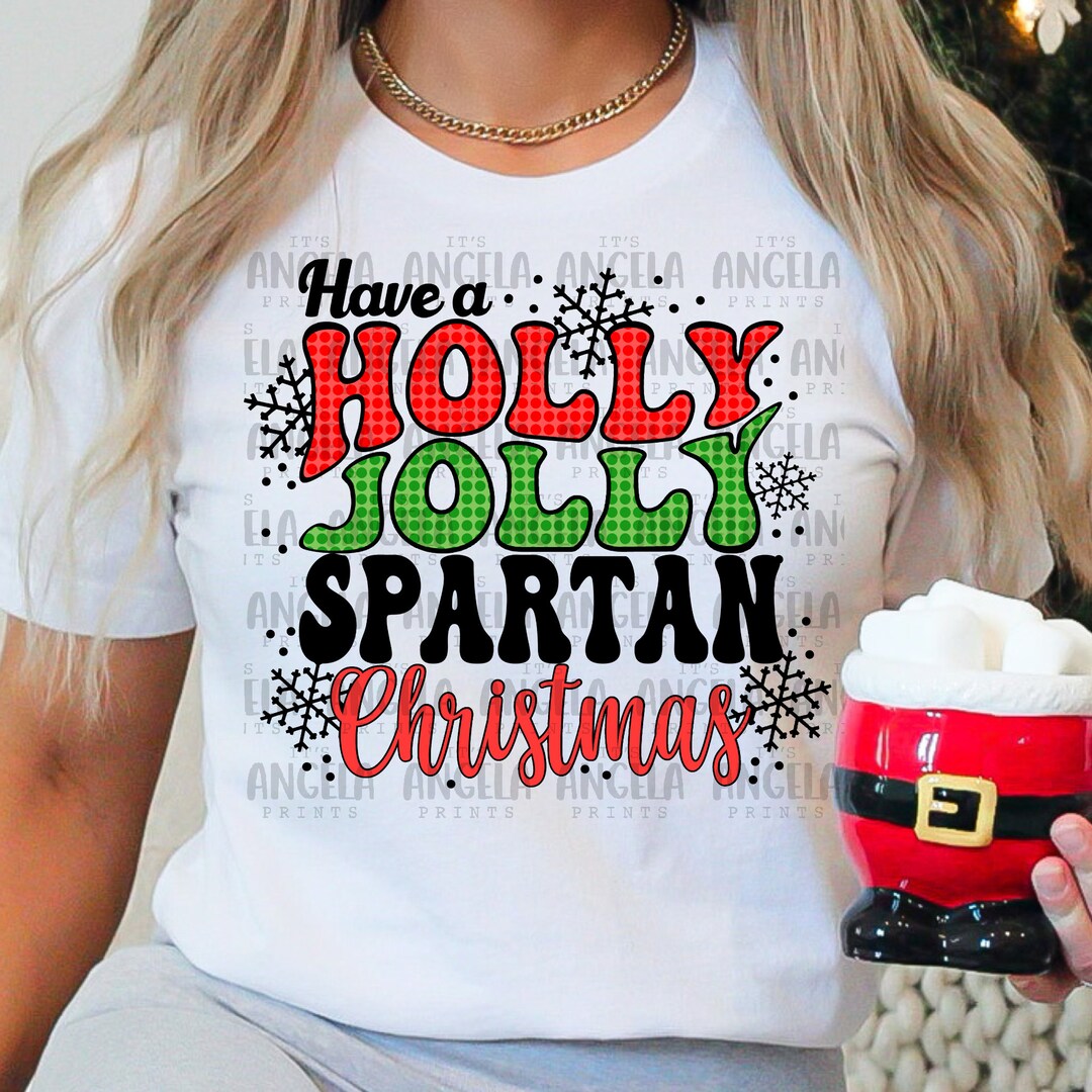 Spartan Holly Jolly Christmas Holiday Red Green Santa Snowflake Mascot ...