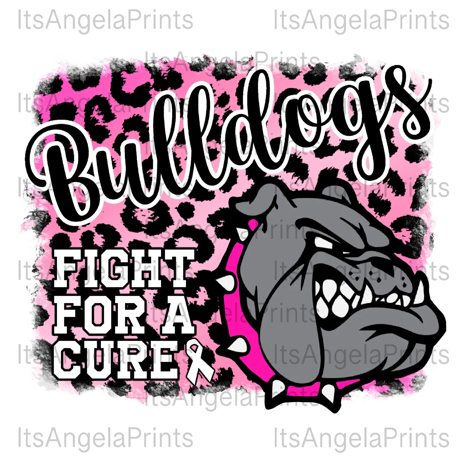 Bulldogs Breast Cancer Awareness Pink Out Football Cheer PNG - Etsy