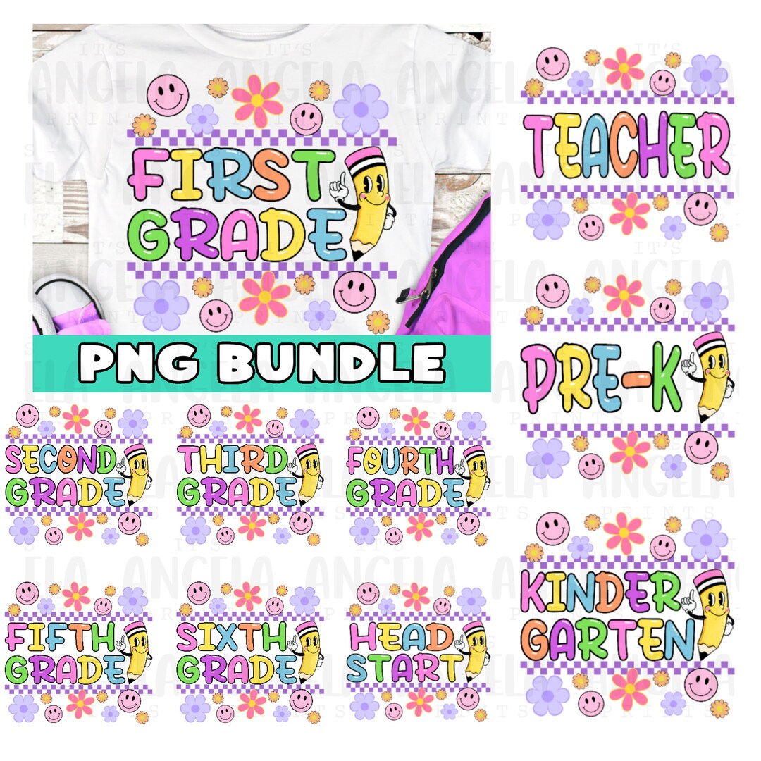 PNG Back to School First Day Grades Bundle Headstart Prek Kindergarten ...