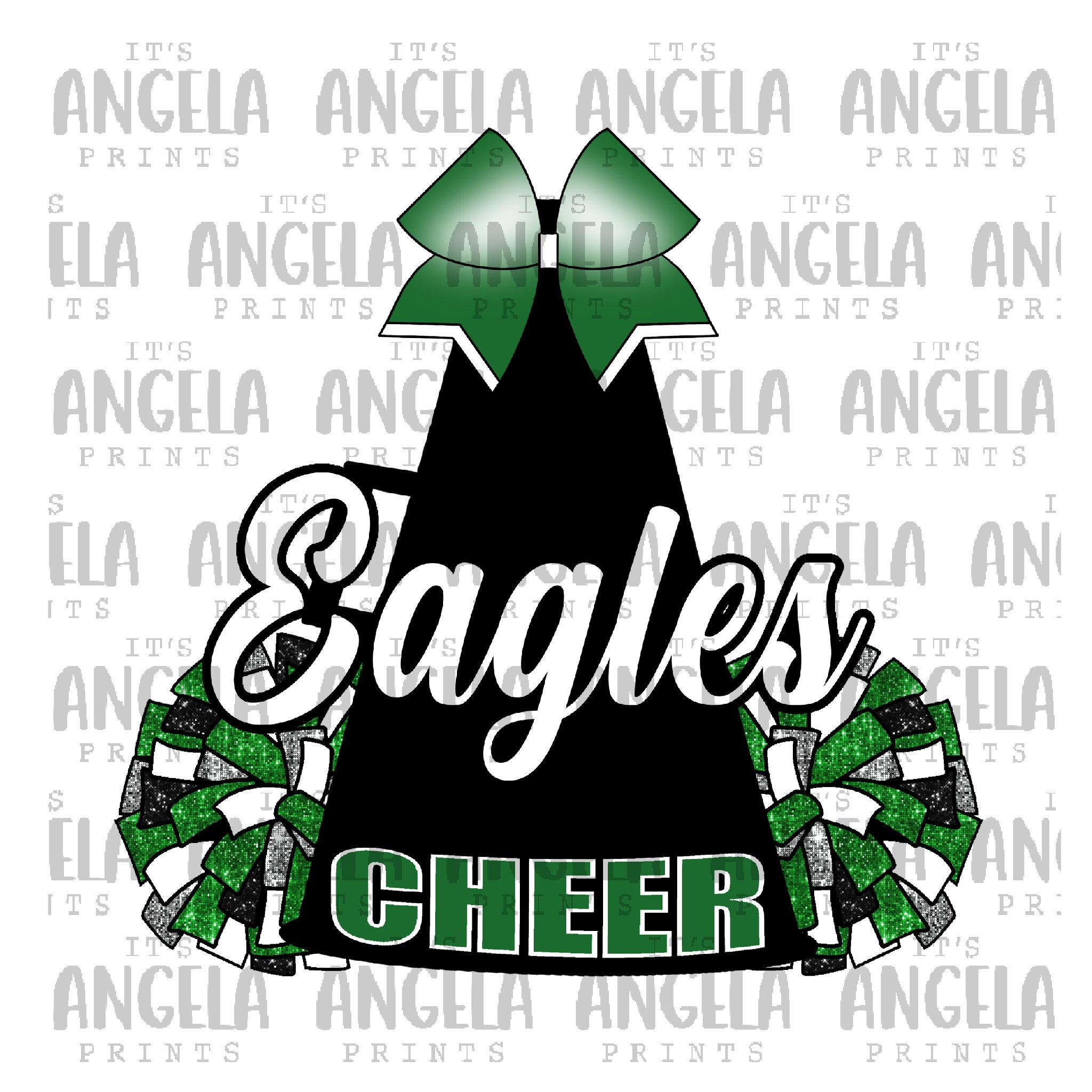 PNG Eagles Green Cheer Pom Bow Megaphone Mascot Cheerleader - Etsy