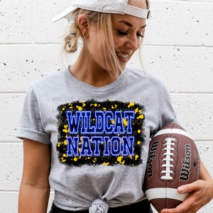 PNG Wildcat Nation Blue Yellow Neon Lights School Spirit Team Custom ...