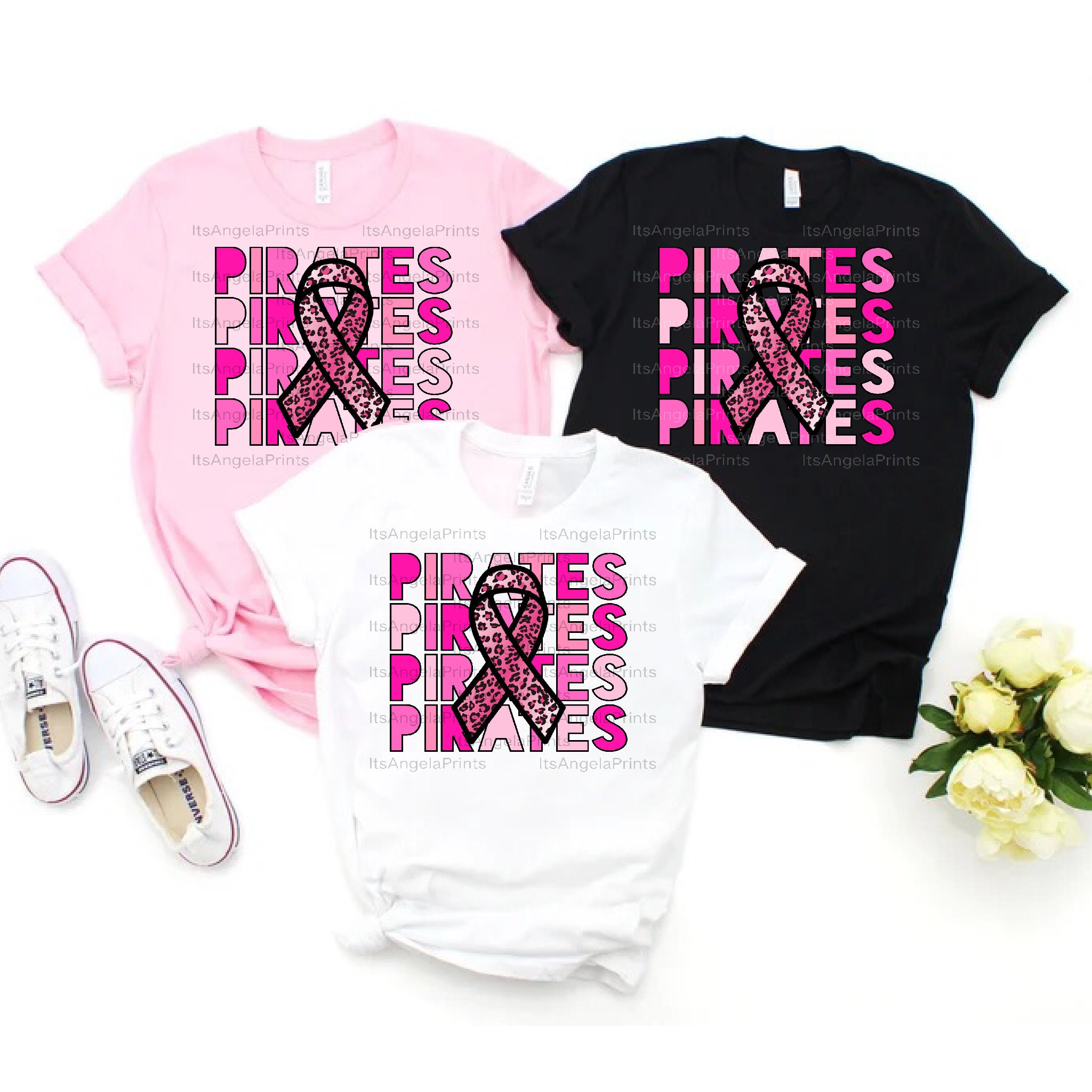 Pirates Stacked Breast Cancer Awareness Pink Leopard Ribbon PNG ...