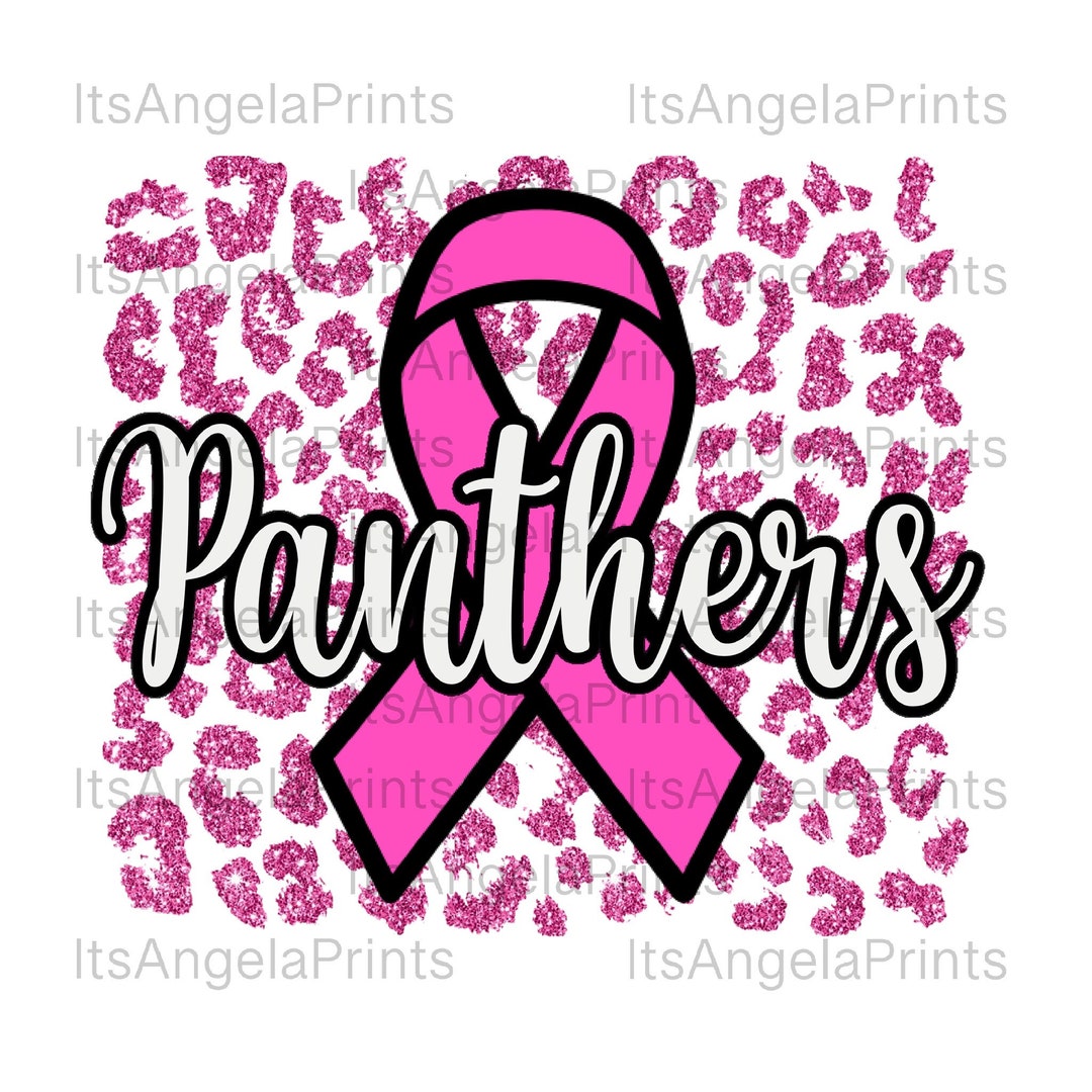 Panthers Pink Glitter Leopard Breast Cancer Awareness Ribbon Pink Out ...