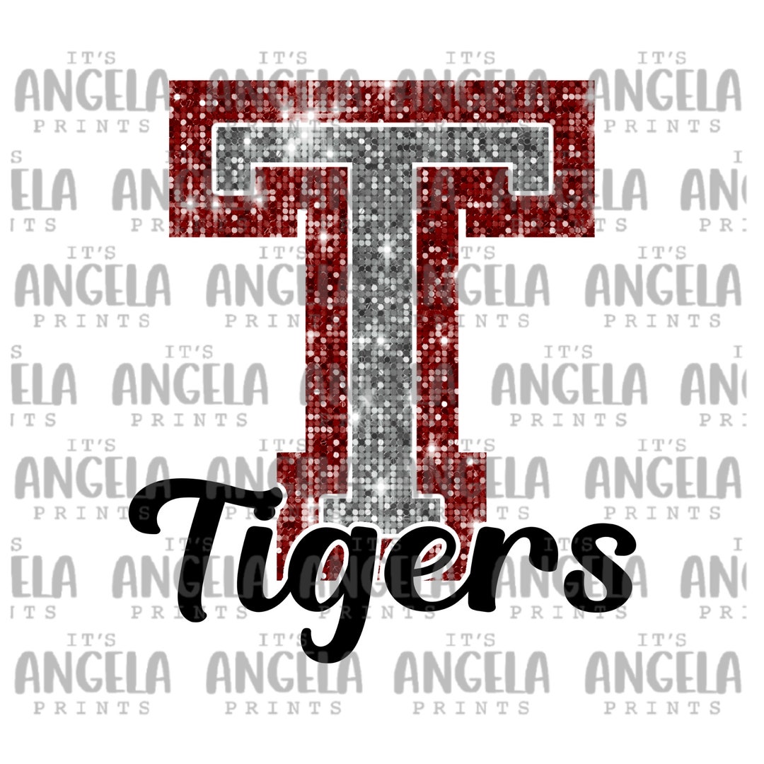 PNG T Tigers Maroon Bling Sparkle Glitter School Team Spirit Mascot ...