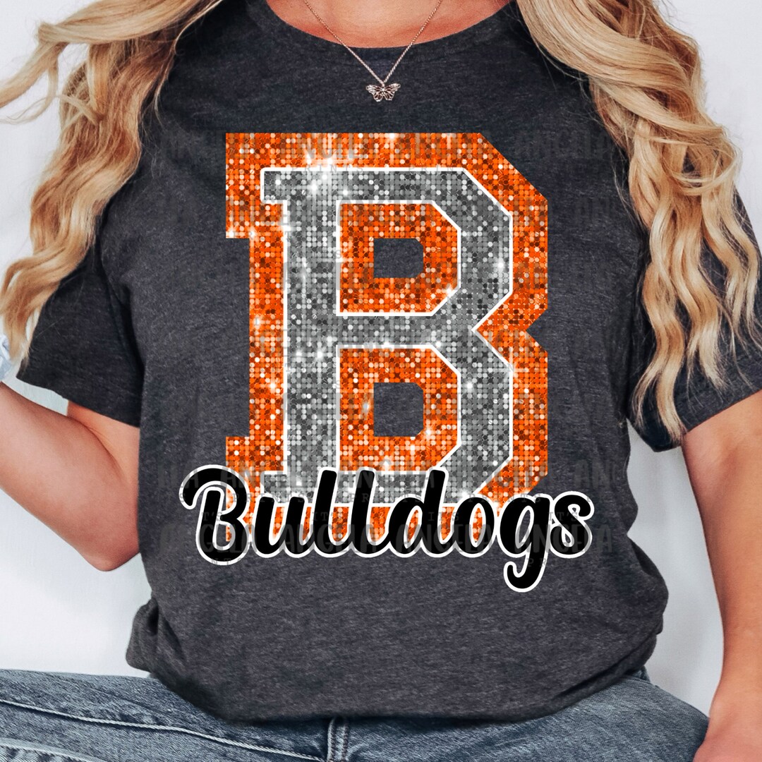 PNG B Bulldogs Orange Bling Sparkle Glitter School Team Spirit Mascot ...