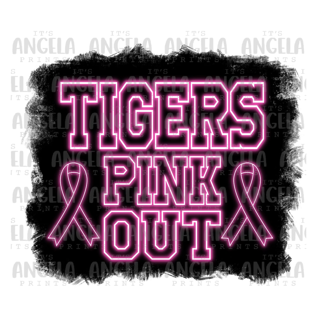 Tigers Png Pink Out Neon Lights Breast Cancer Awareness School Spirit Mascot Custom Football ...