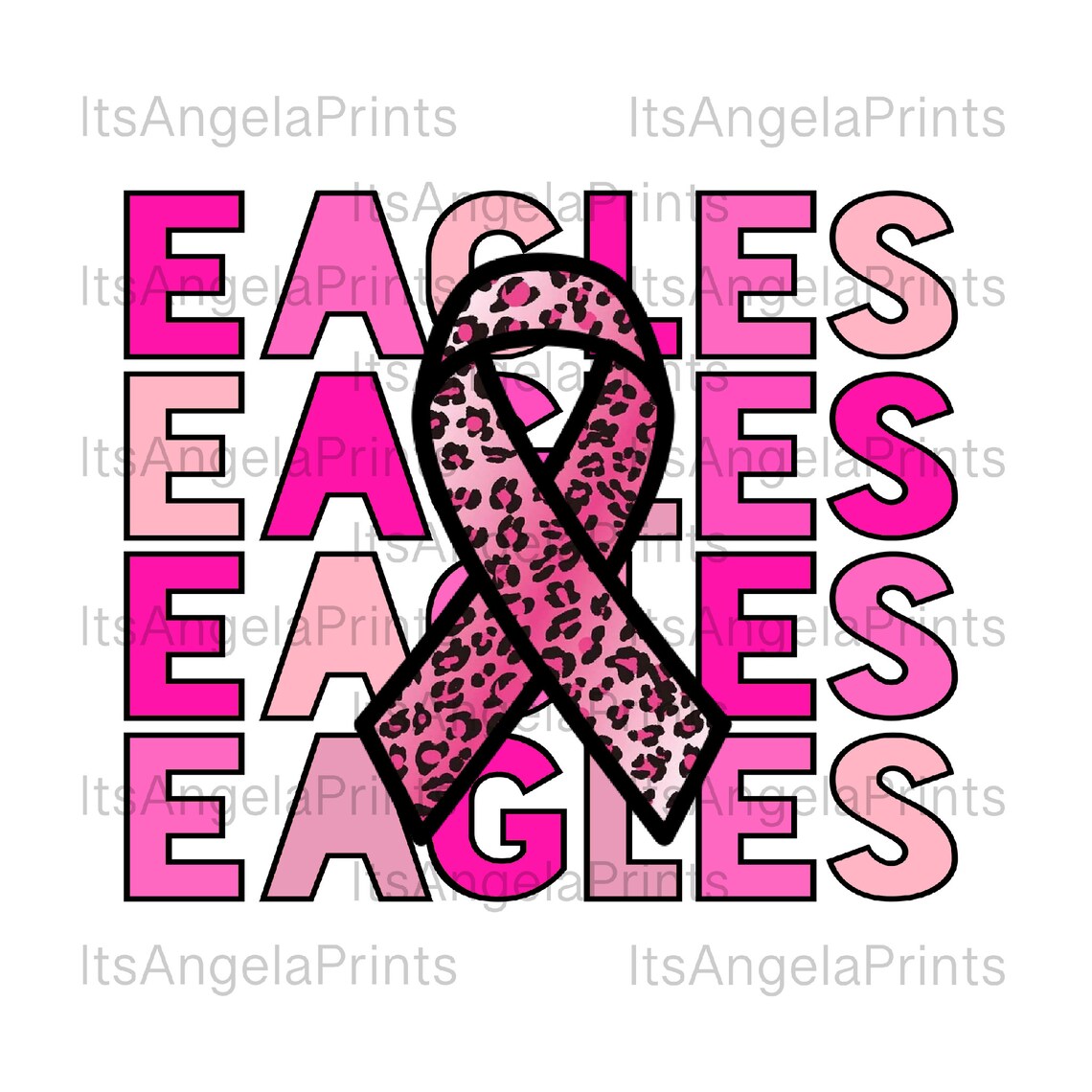 Eagles Stacked Breast Cancer Awareness Pink Out Leopard Ribbon - Etsy