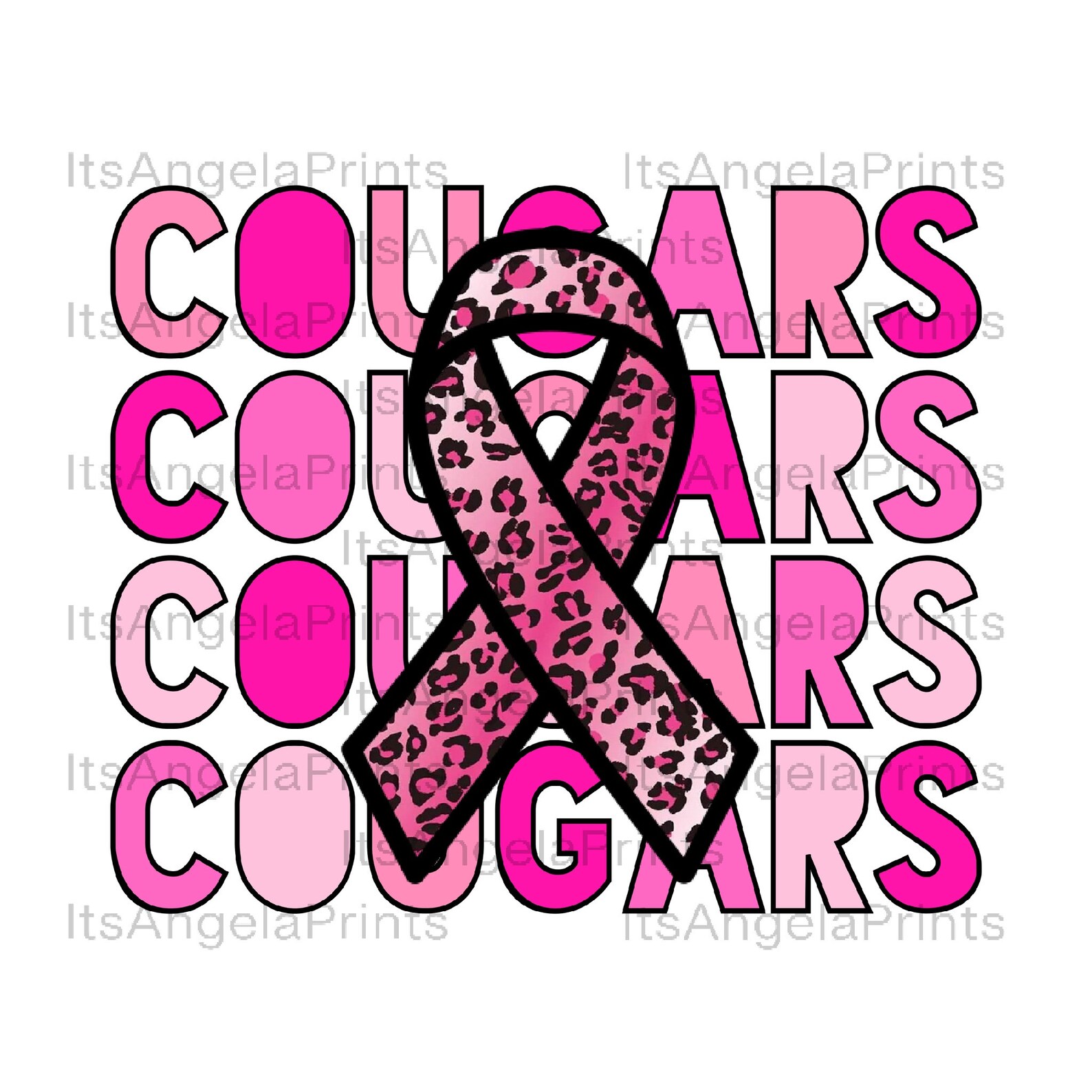 Cougars Stacked Breast Cancer Awareness Pink Leopard Ribbon - Etsy