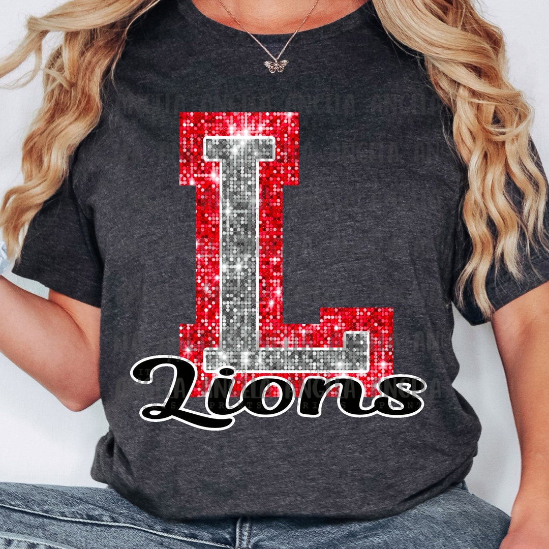 PNG L Lions Red Bling Sparkle Glitter School Team Spirit Mascot Teacher ...