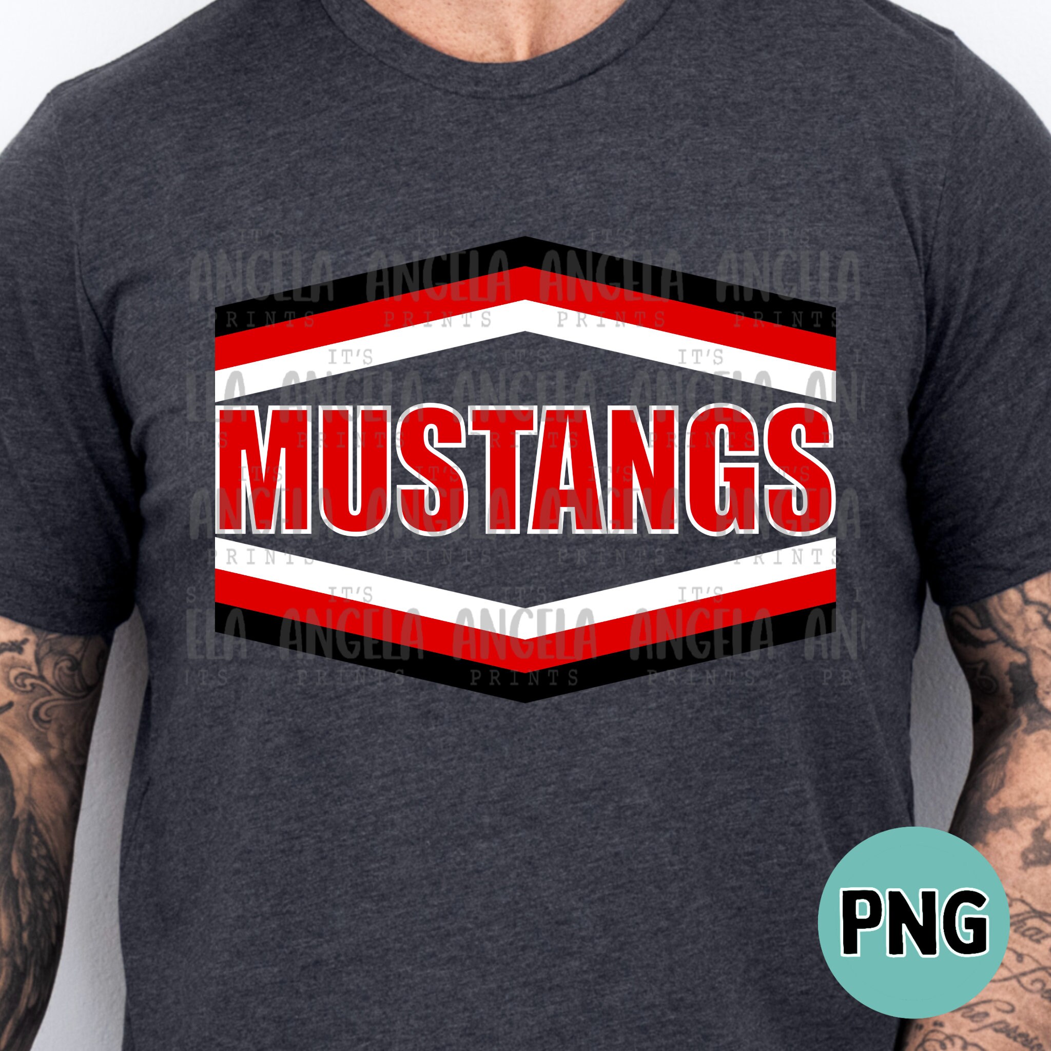 PNG Mustangs Red Unisex Mens School Team Spirit Mascot Teacher Game Day ...