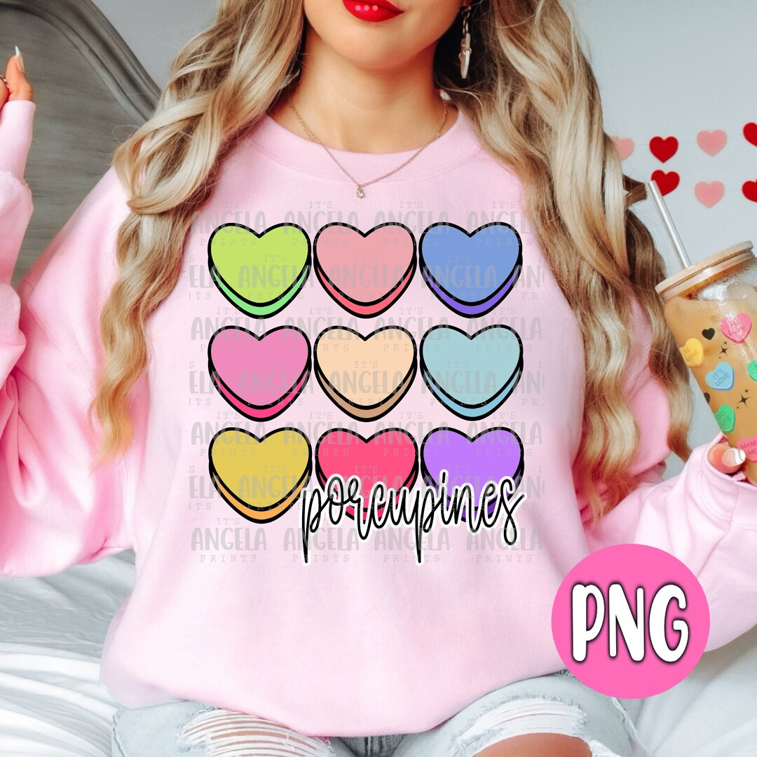 PNG Porcupines Valentine's Day Candy Hearts Pink Pastel School Spirit ...