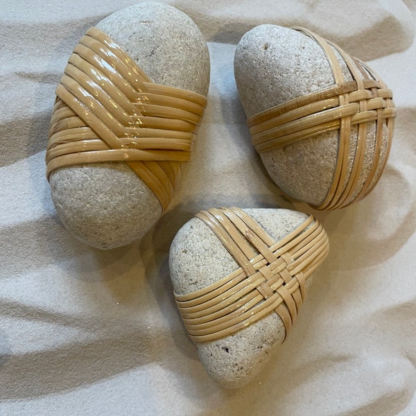 Cane Wrapped Rocks - Etsy