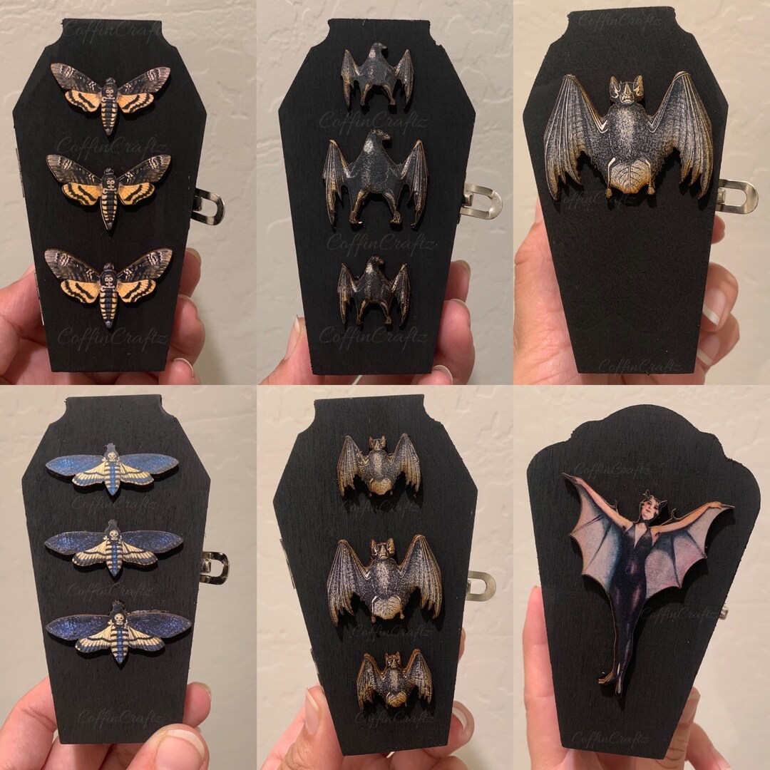 Bats Death Head Moths Victorian Bat Woman Mini Coffin Box Halloween ...