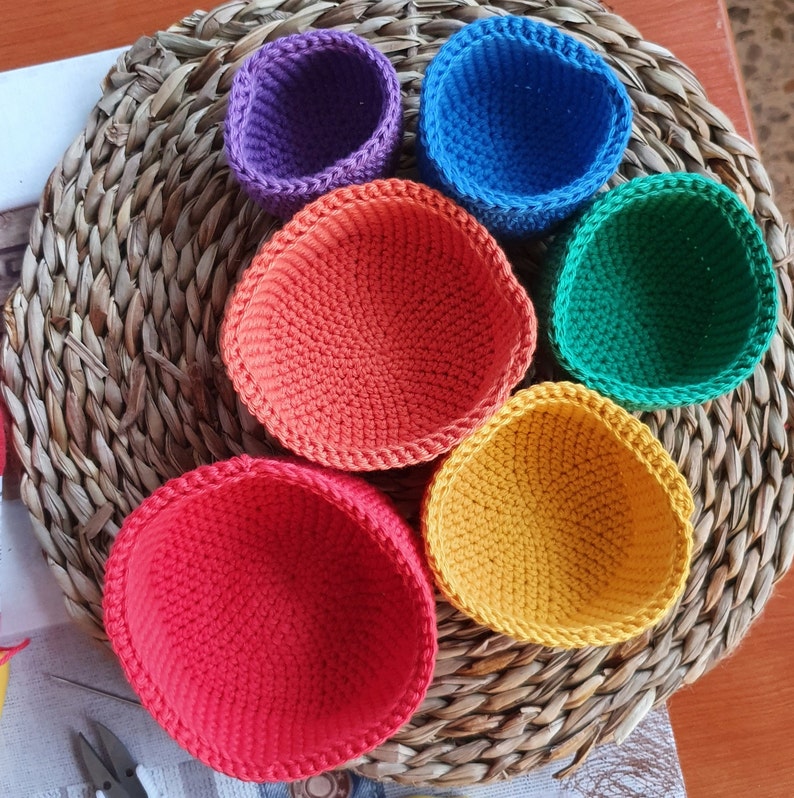 Crochet Pattern Montessori , Cute Handmade Nested Baskets Rainbow ...