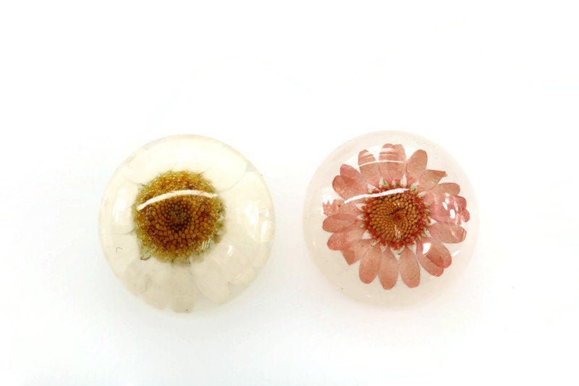Pink Pressed Flower Button / Pink Floral Button / Made in - Etsy