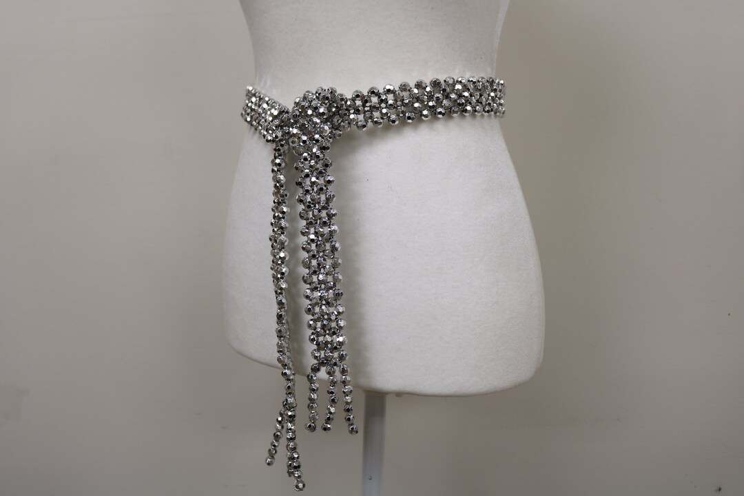Vintage Silver Chunky Belt, Silver Beaded Belt, Thick Statement Belt ...