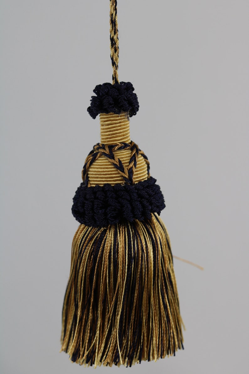 Vintage European Key Tassel / Armoire Tassel / Navy Gold/ - Etsy