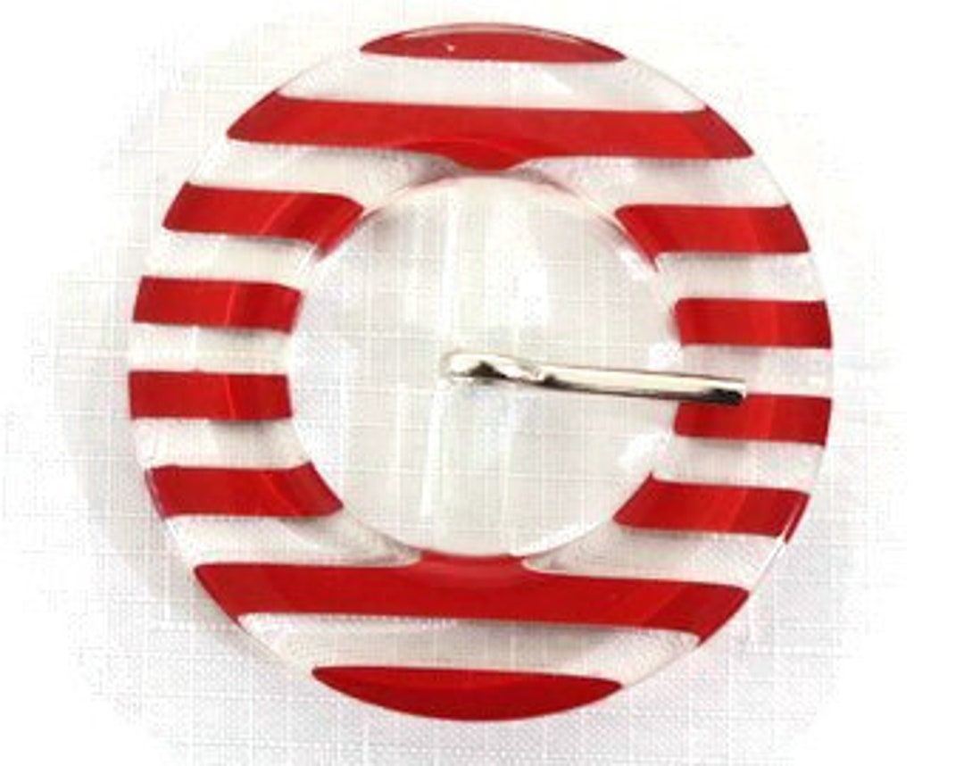 Vintage Clear Red Big Buckle , Thick Plastic Buckle , Red Buckle , Red ...