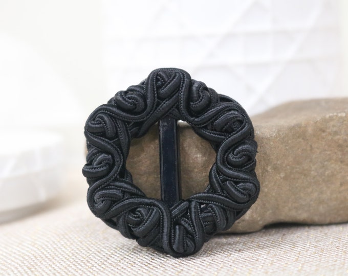 Vintage European Fabric Design Buckle. / Black Fabric Belt Buckle ...