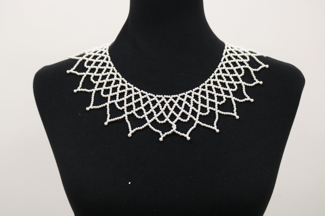 Pearl Beaded Sew-on Collar, Bridal Collar Neckline Applique Bib, Collar ...