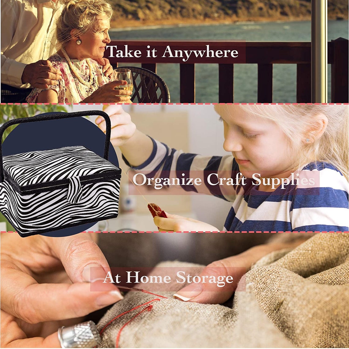 Sewing Basket With Zebra Print Design / Storage Box With - Etsy