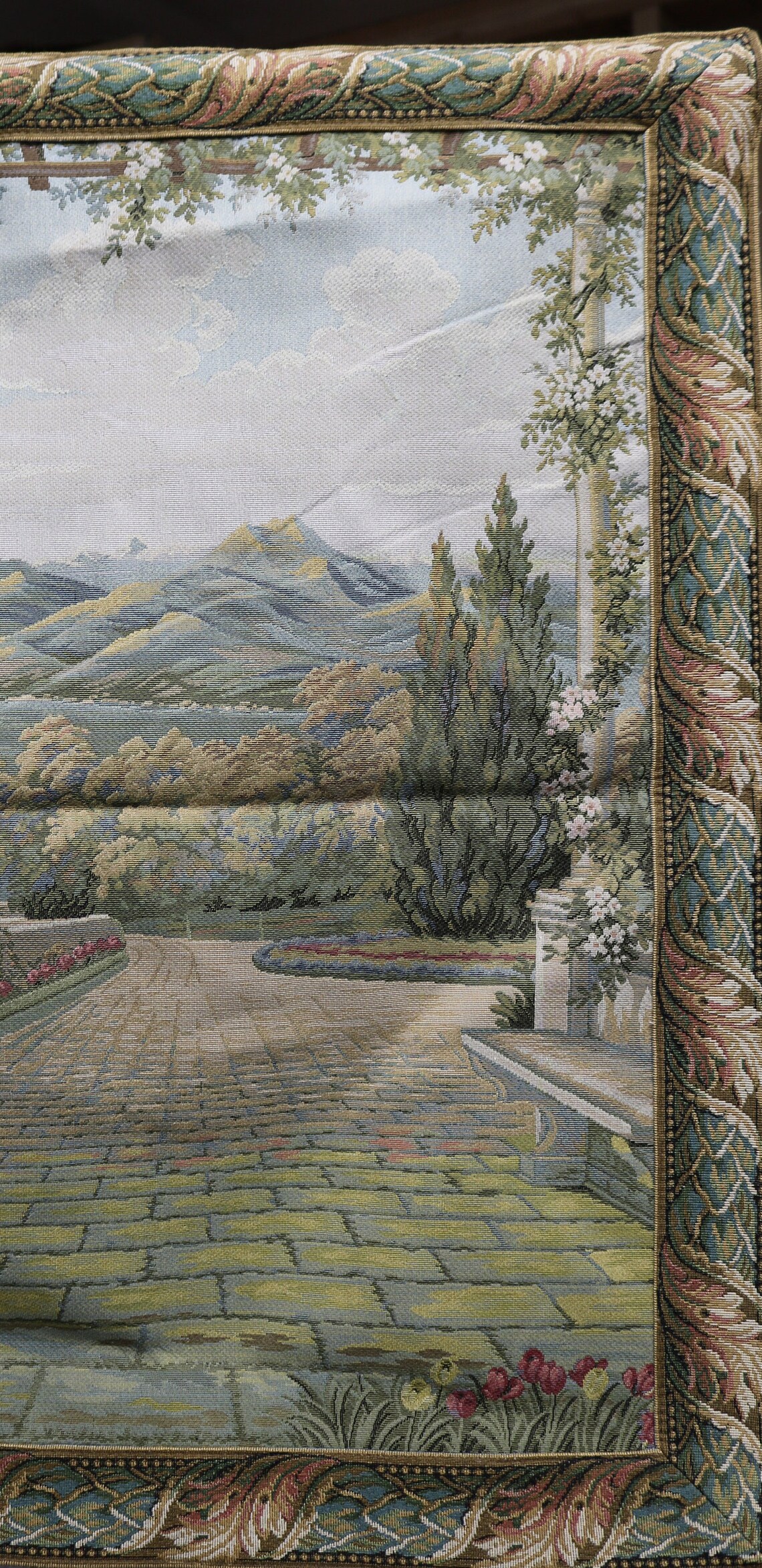 Vintage hanging wall tapestry Medieval Courtyard Scenery | Etsy