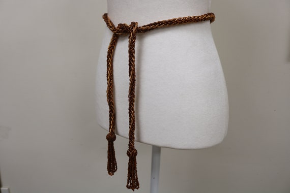 Vintage rust orange beaded belt, rust seed beaded bel… - Gem