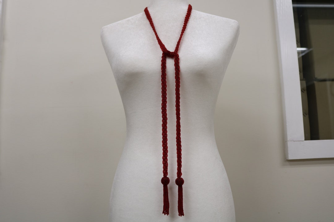 Vintage Red Beaded Belt, Burgundy Seed Beaded Belt, Vintage Rope ...