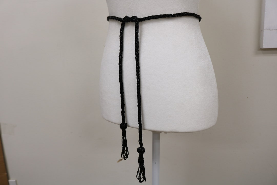 Vintage Black Beaded Belt, Black Seed Beaded Belt, Made in Japan ...