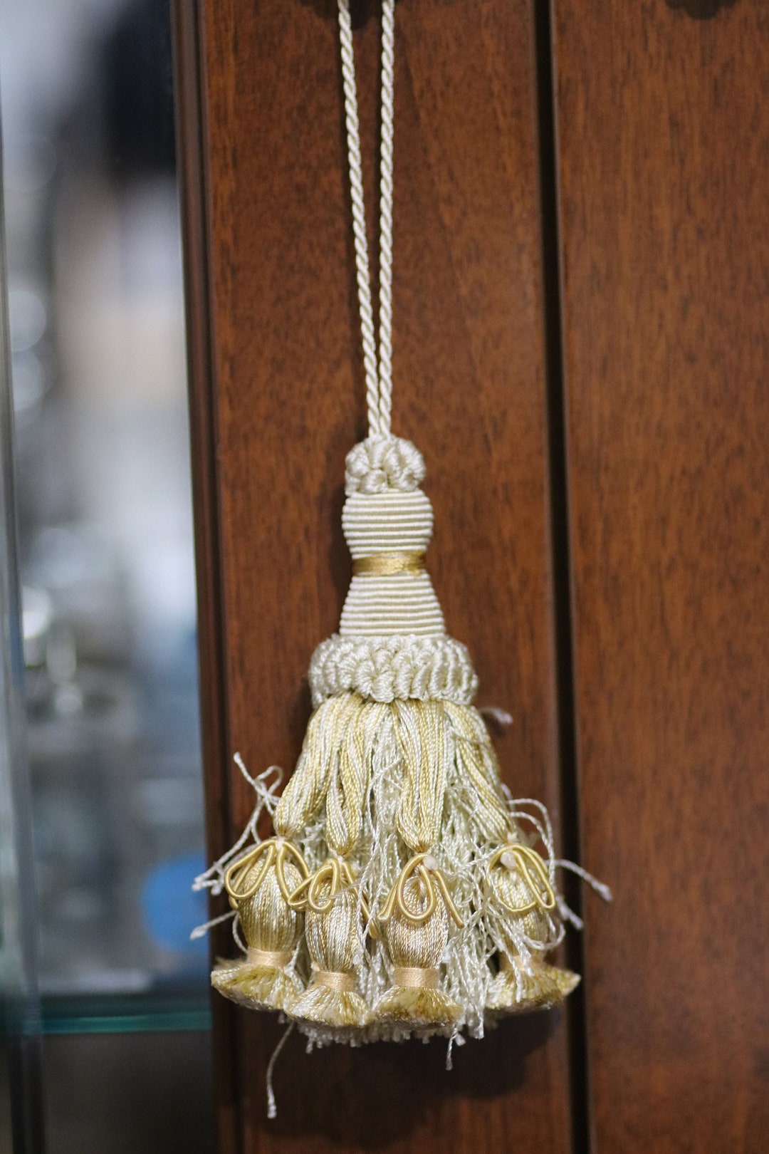 Vintage European Key Tassel , Cream Gold Key Tassel , Cream Gold ...