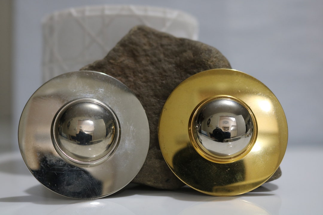 Large Vintage Gold Silver Metal Button , Silver Shank Button, Gold ...