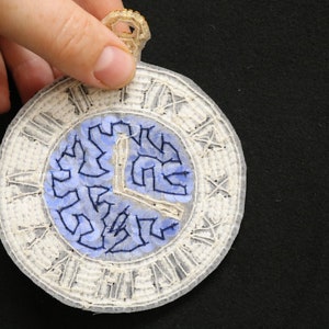 Clock Applique Patch, Beaded Sequin Clock Patch Applique, Blue White ...