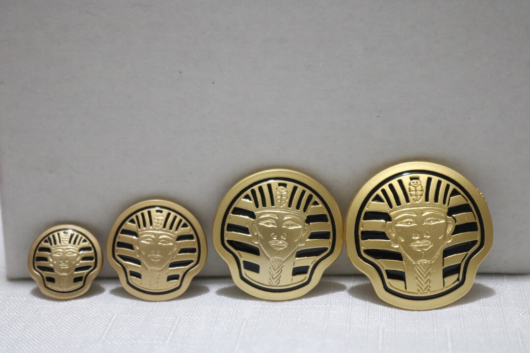 Black Gold Pharaoh Button, Italy Button, King Tut Button, Gold Black ...