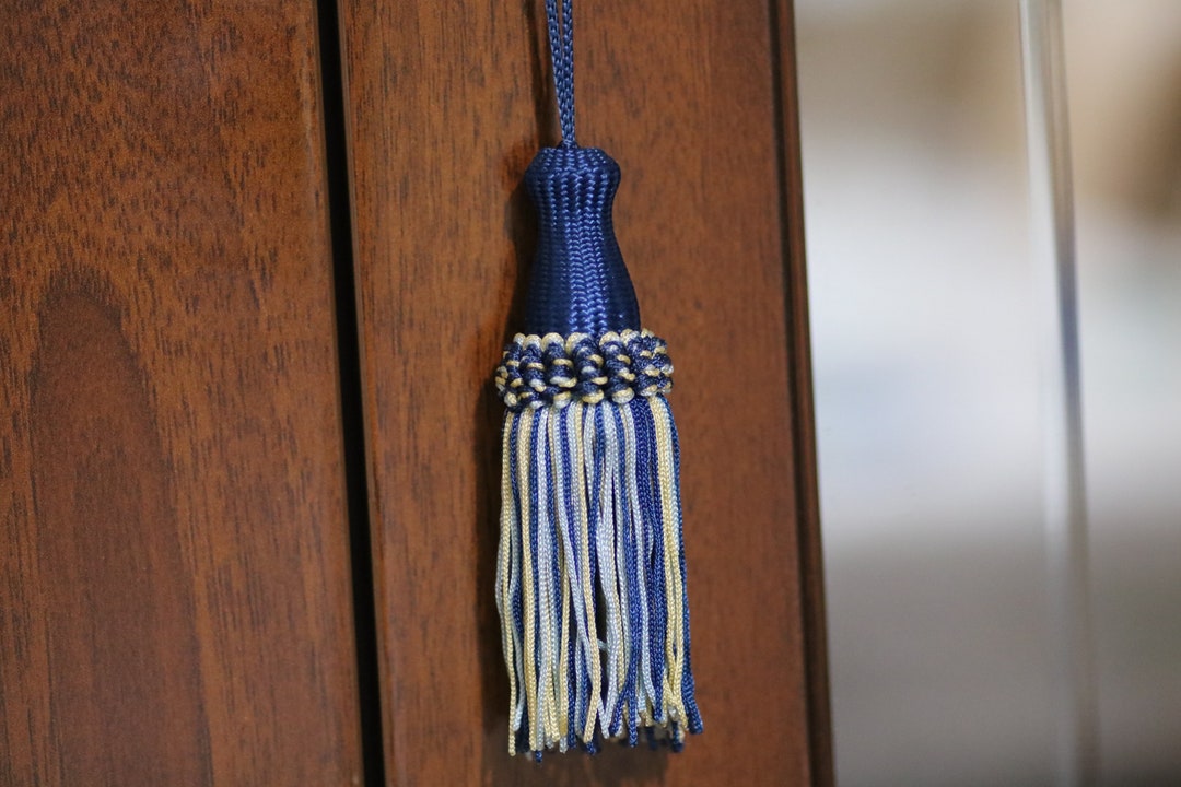 Vintage Small Blue Yellow Key Tassel . Small Light Blue Tassel , Yellow ...