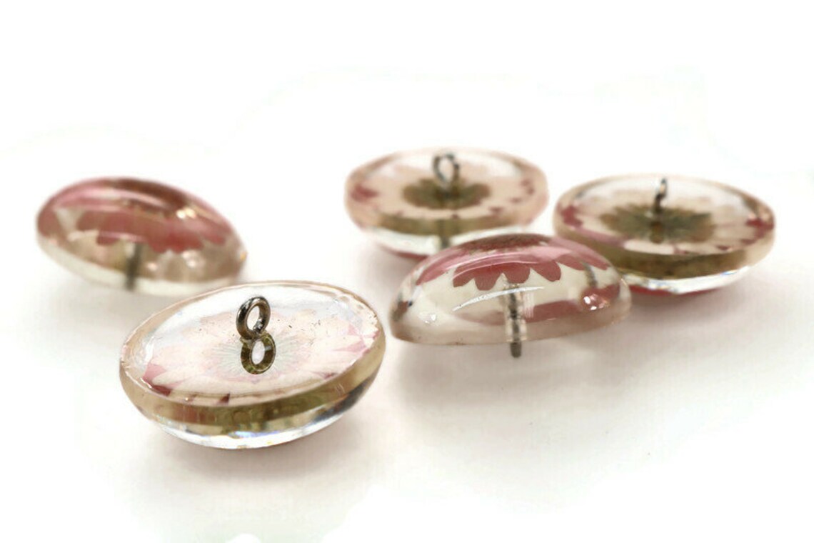 Pink Pressed Flower Button / Pink Floral Button / Made in - Etsy