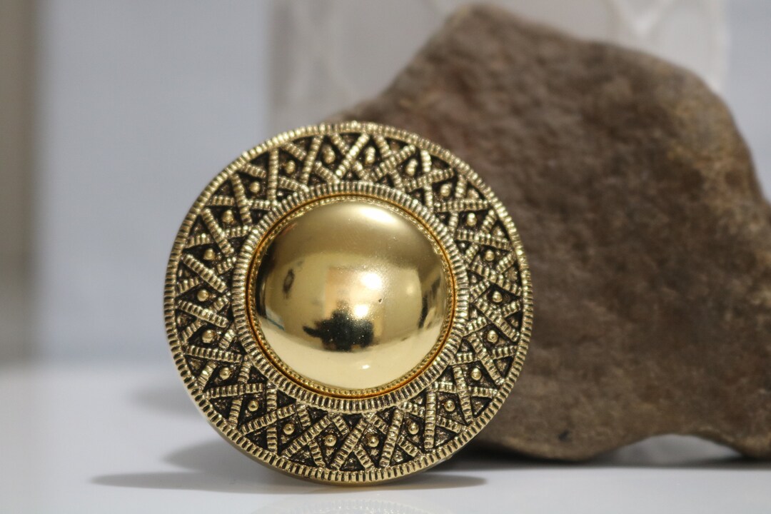 Large Vintage Plastic Gold Button , Gold Shank Button, Gold Button ...