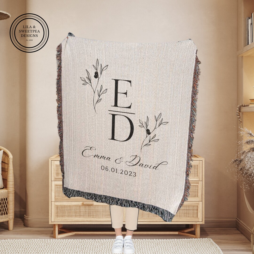 Personalized Woven Family Blanket, Wedding Blanket, Newlyweds Gift ...