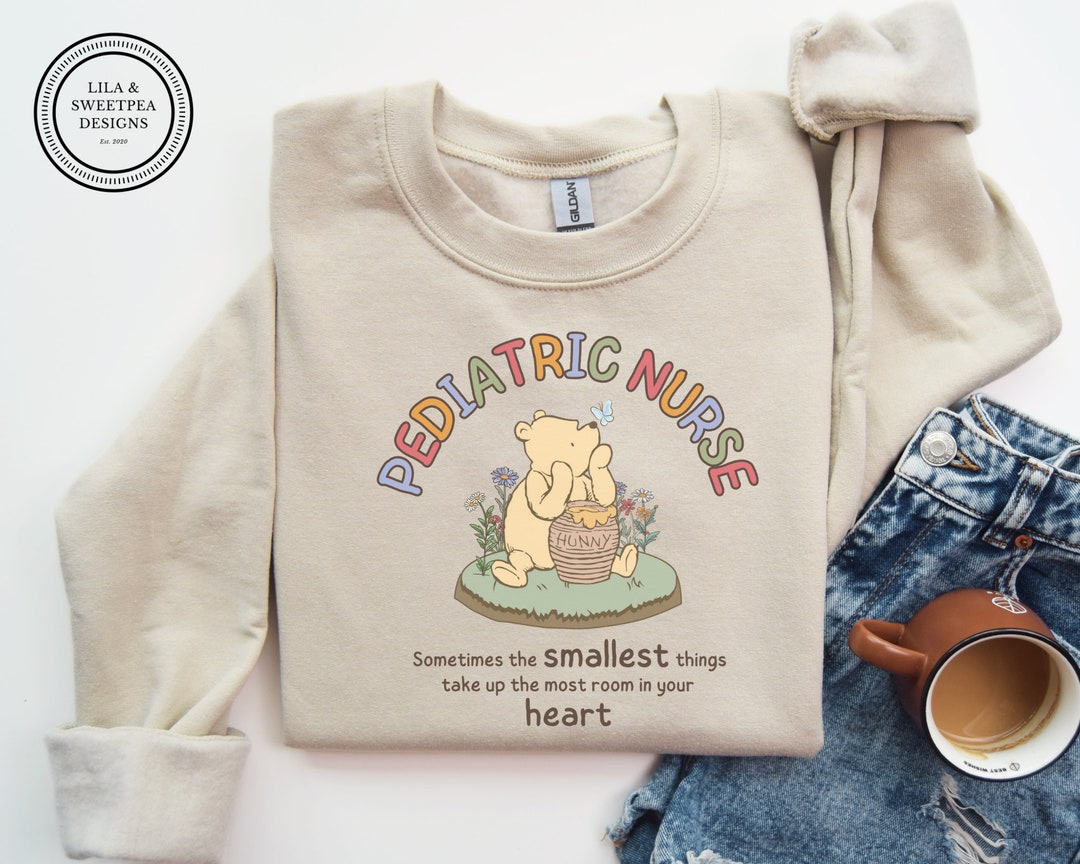 Winnie the Pooh Pediatric Nurse Sweatshirt, Classic Pooh Bear Peds ...