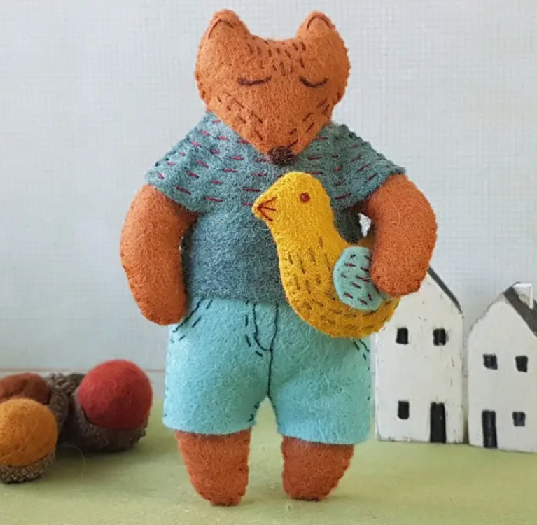 Wool Mix Felt Craft Mini Kits Fox Hen Chicken Cat - Etsy