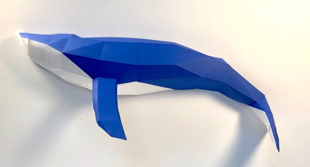 3D Paper Craft Kits - Low Poly Paper - Pre Cut, Pre Scored - Whale ...