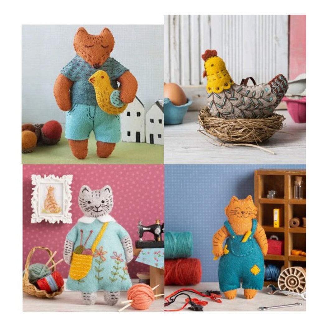 Wool Mix Felt Craft Mini Kits Fox Hen Chicken Cat - Etsy